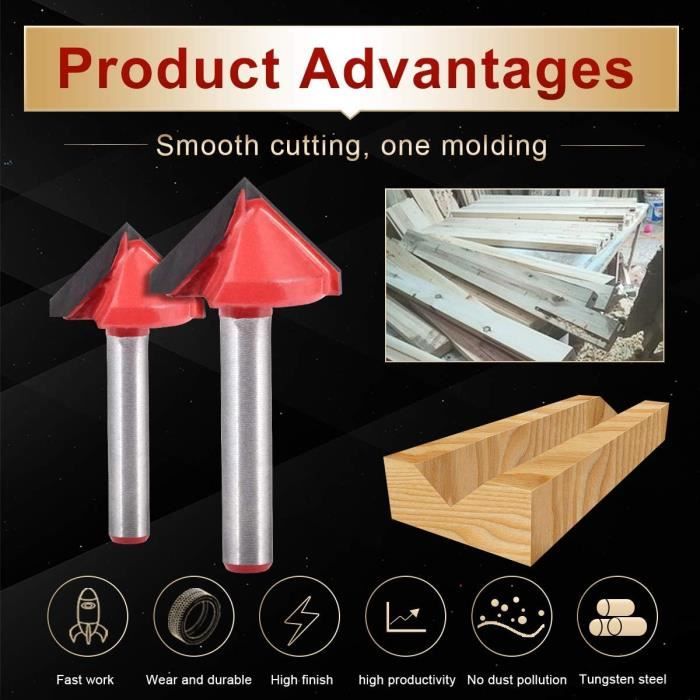 Fraise à rainurer V, Fraise en carbure de tungstène en V pour la gravure CNC, Outil à bois pour ...