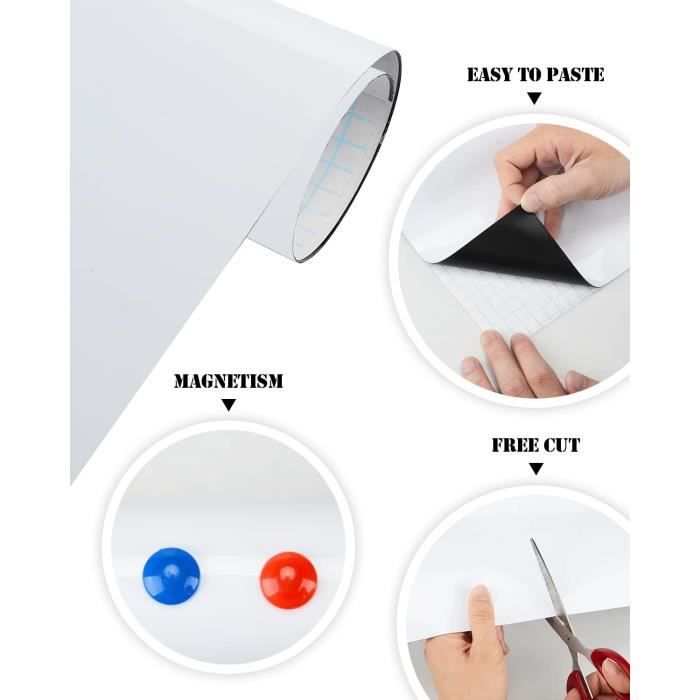 CHMMY Tableau Blanc Magnetique, 45×100cm Adhesif Tableau Blanc ...
