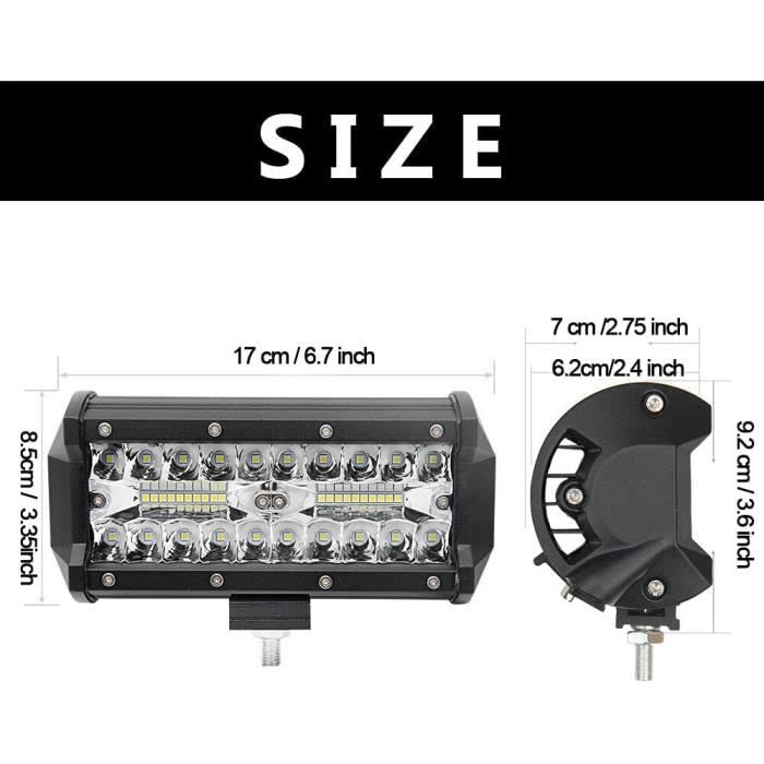 LED Phare 12v, 120W Phare de Travail,Longue Portee LED,Phare de Travail ...