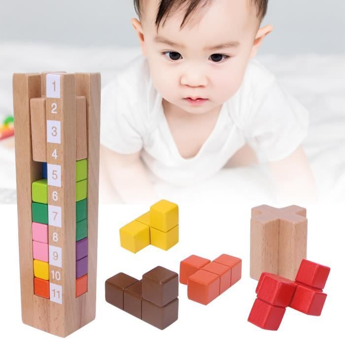 Fdit tour de puzzle Enfants en bois bloc de construction jouet bloc ...