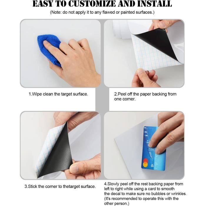 CHMMY Tableau Blanc Magnetique, 45×100cm Adhesif Tableau Blanc ...