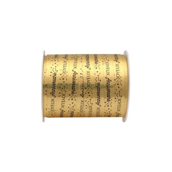 Ruban bobine ruban bolduc cadeau anniversaire or métallique 25m x 10mm ...