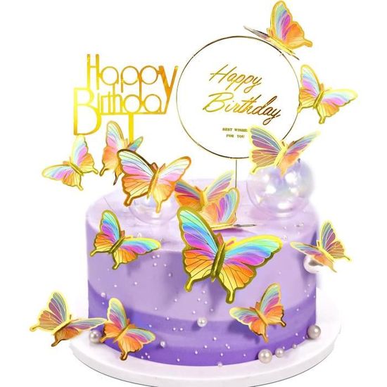 Décoration De Gâteau,22 Pcs Gâteau Topper De Papillon 3D Papillon ...