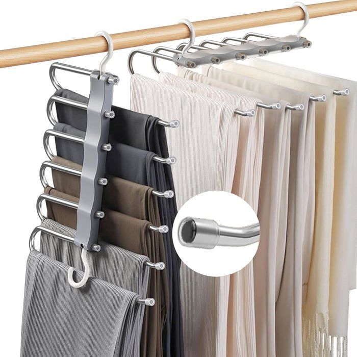 Cintre à Pantalon 6 en 1 en Acier Inoxydable Antidérapant Magique ...