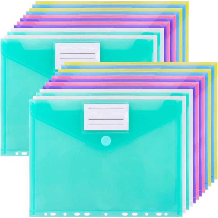 JIANTA Lot de 24 Pochette Plastique A4, Pochettes Plastiques Perforées ...