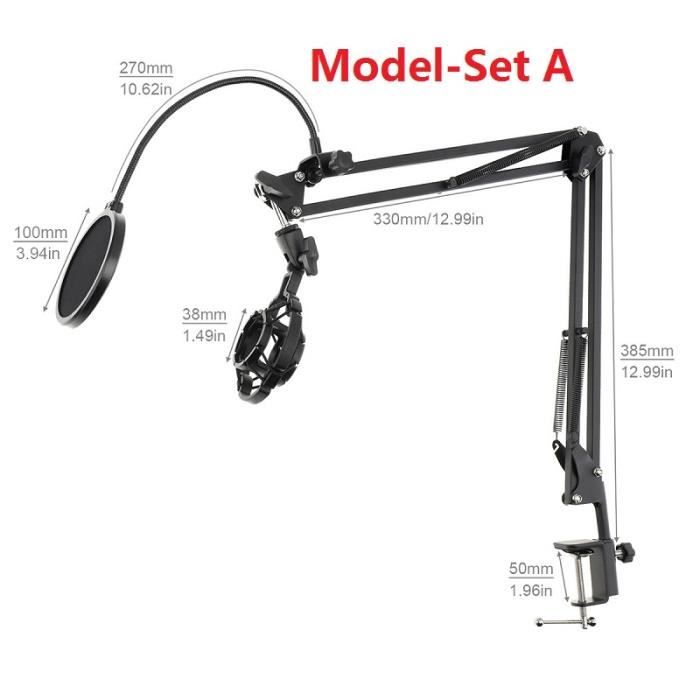 Modèle-Set A-Support de Microphone avec filtre Pop à Double couche et ...