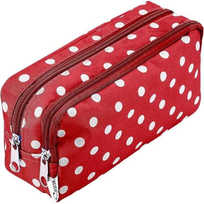Trousse Rouge Avec Point Blanc Grande Capacité Trousse Scolaire Con 2 ...