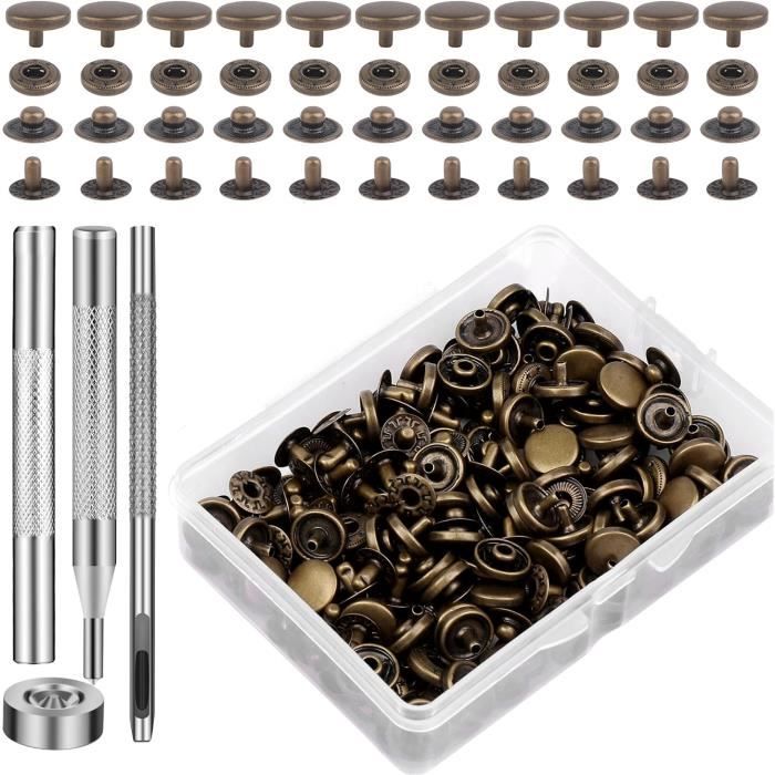 50 Ensembles De Boutons Pressions, Kit De Boutons Pressions En Cuir ...