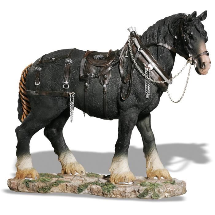 PERCHERON NOIR AVEC HARNAIS - Cdiscount Maison