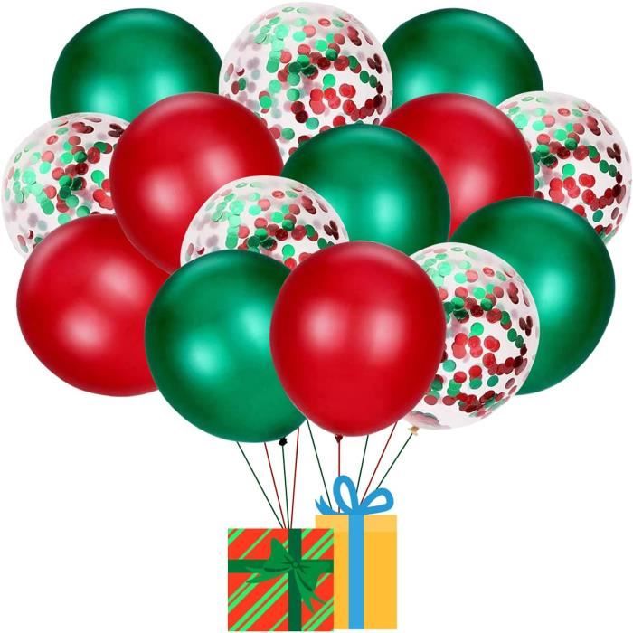 80Pcs Ballons De Noël, Ballons En Latex À L'Hélium Rouge Et Vert ...