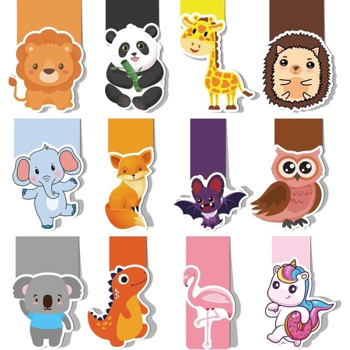 12 Pièces Animal Signets Magnétiques,Aimant Mignon Clips Signet ...