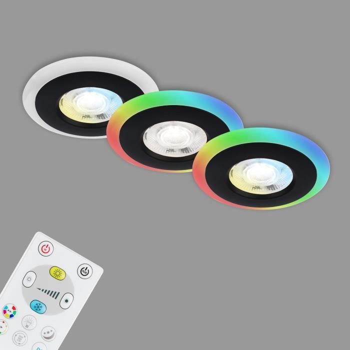 Set De 3 Lampes À Encastrer Au Plafond Led, Anneau Lumineux Led Rgb Cct ... Set De 3 Lampes À Encastrer Au Plafond Led, Anneau Lumineux Led Rgb Cct ...