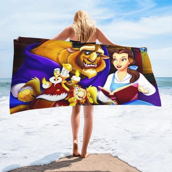 Princesse Et Bête Dessin Animé, Séchage Rapide Serviette De Plage Sans Sable Microfibre ...