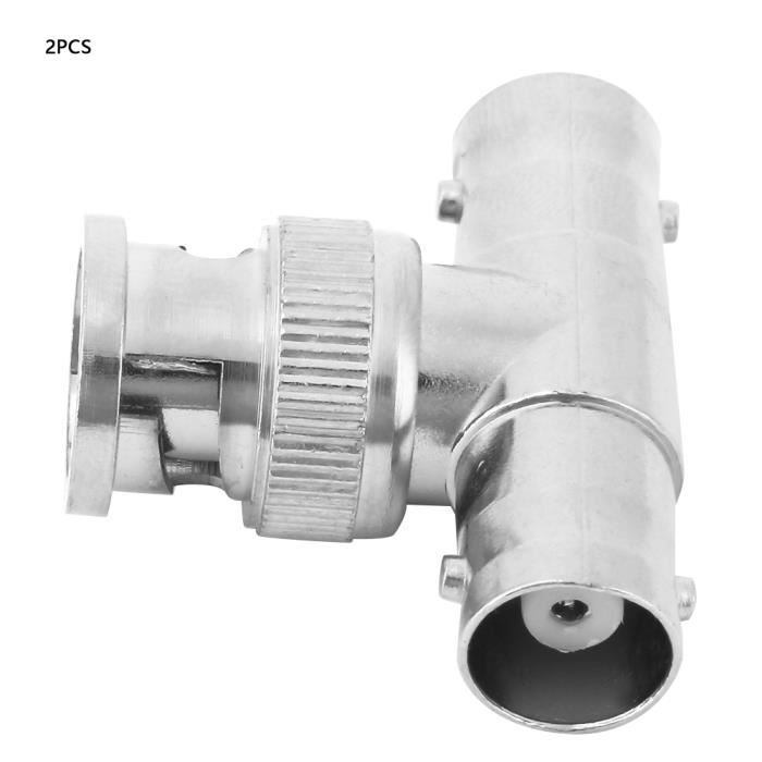 EJ.life connecteur BNC 2 pc 1-2 T Forme BNC Adaptateur Mâle à Double Femelle T BNC Connecteur ...