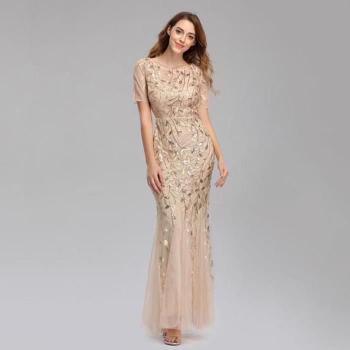 Robe Classique de Soiree Grande Taille Tulle a Paillettes Longue Femme ...