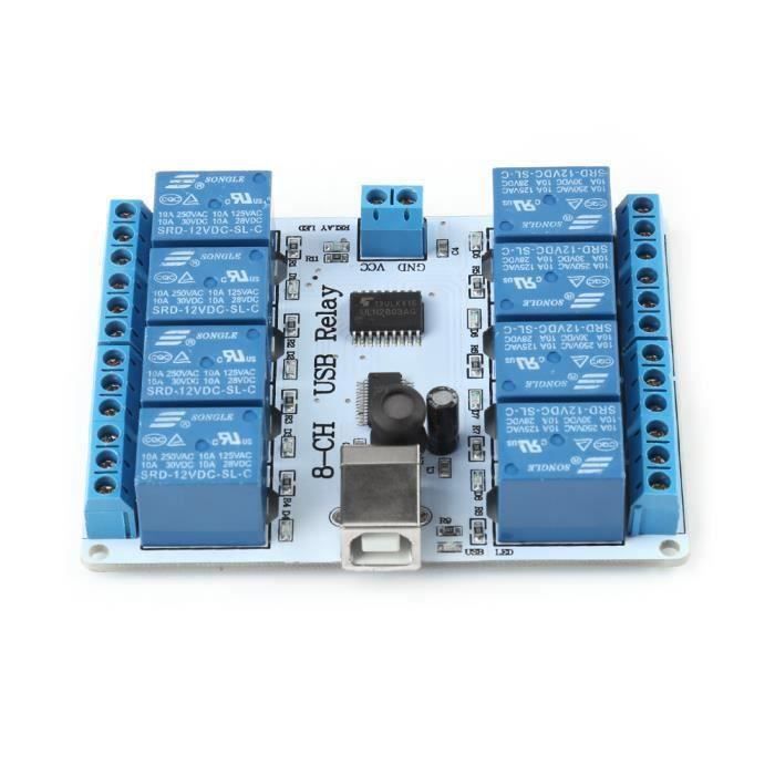 Progrès-Carte de relais USB 8 canaux 12V contrôleur de module de carte ...