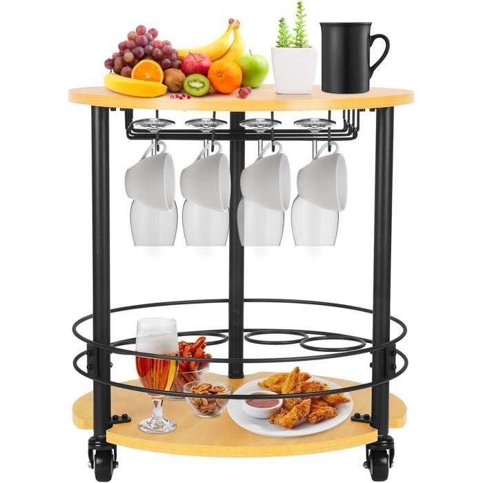 Table D'Appoint À Roulettes - Table Basse Ronde Avec Support En Verre ...