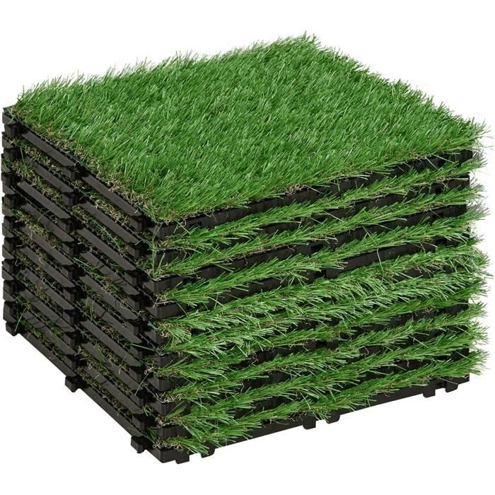 Gazon synthétique Artificiel Set de 10 Dalles Carreaux 30 x 30 cm épaisseur Confort 3,5 cm à ...