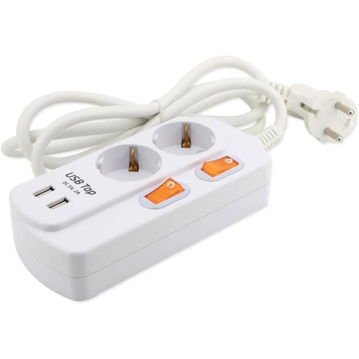 Multiprise 2 Prises Avec 2 Prises Usb Commutables Individuellement ...