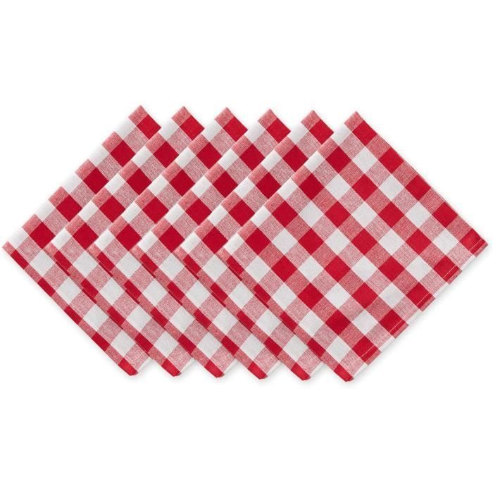 Checkered Tabletop Collection Lot De 6 Serviettes De Table 100% Coton ...