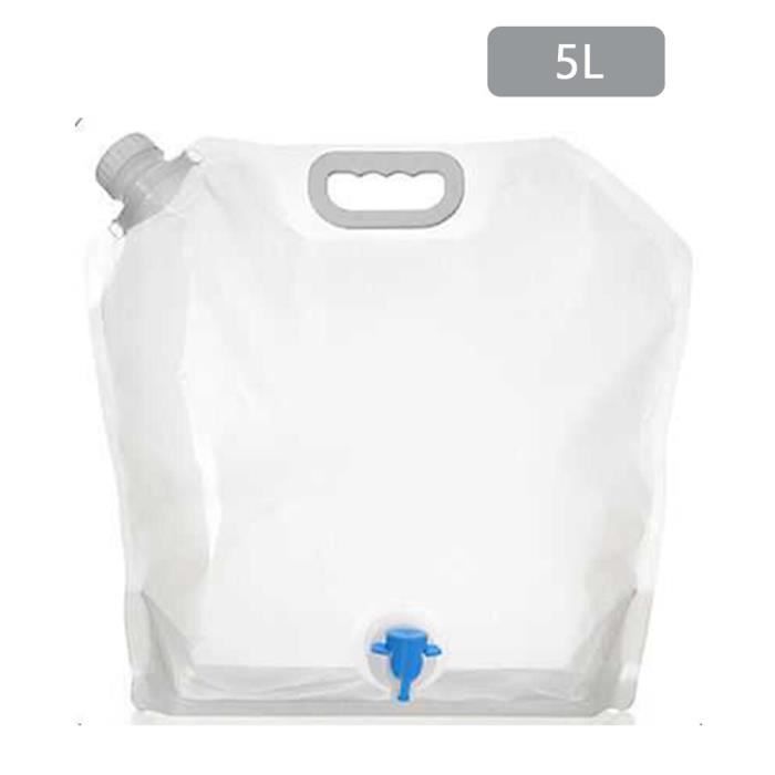 SAC D'HYDRATATION,5L white with valve--Sac à eau Portable 3-5-10-15L, seau pliant, Camping en ...