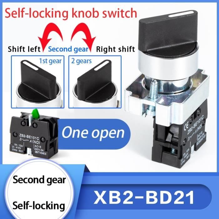 XB2-BD21-Brass contact -Pièces à bouton poussoir autobloquant-momentané,1 pièce,2-3 positions ...