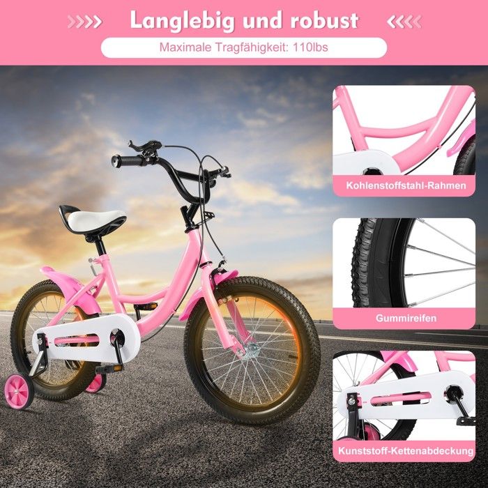 Vélo enfant - 16 pouces - ROSE - pour 5 - 8 ans - pour 106 - 135 cm ...