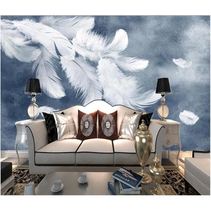 Papier Peint Panoramique 3D Art De La Plume Blanche Simplicité Moderne ...