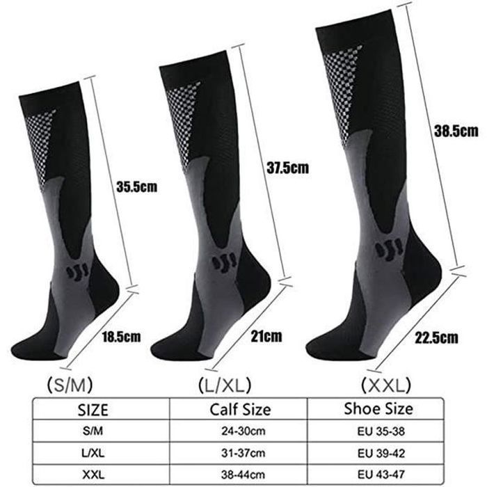 Bas de Contention Chaussettes de Compression pour Hommes et Femmes ...