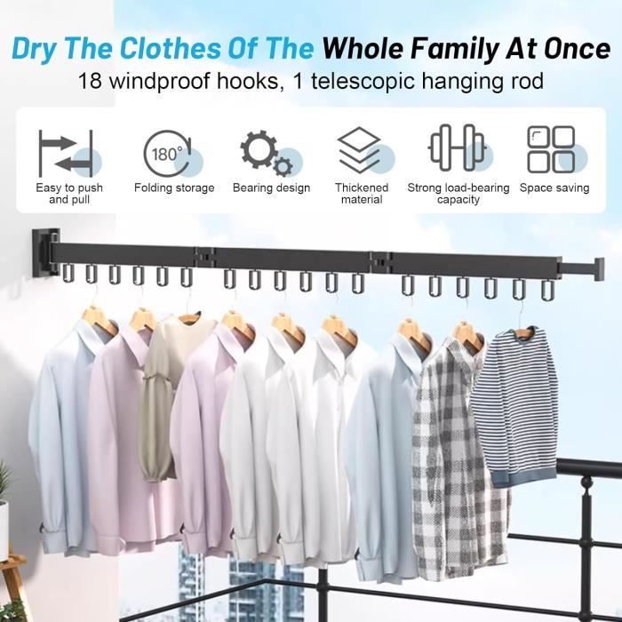 Etendoir Mural Pliable Séchoir Mural Séchoir À Linge Mural Rétractable ...