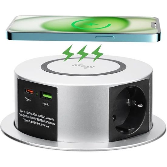 Prise Encastrable Plan De Travail Usb C Pd20W, 3 Prises Multiprise ...