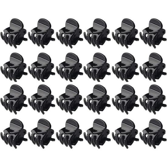24 Pièces Mini Pinces À Cheveux - TRAHOO - Noir - Pour Femmes - Petites ...