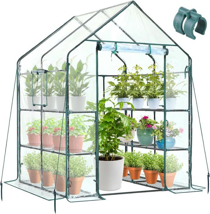 Serre de Jardin PVC Plastique Tente 3 Niveaux avec 12 Étagères, Serre ...