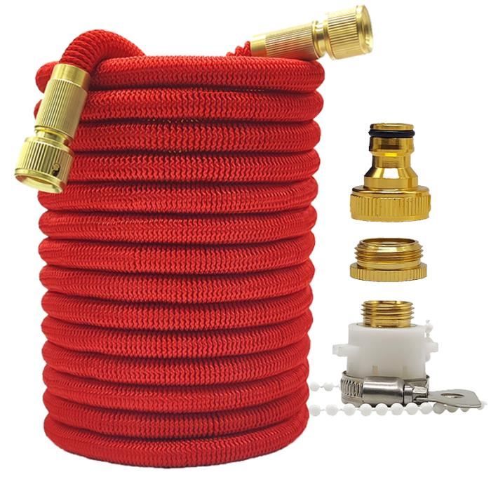 Tuyau rouge-50ft-15m étendu-Tuyau D'arrosage Flexible Et Extensible , Magique, Pour La Maison Et ...