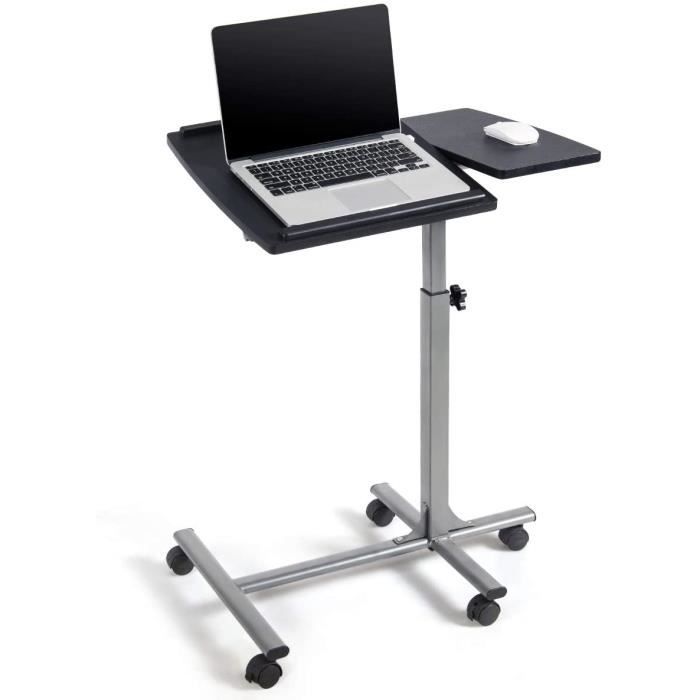 COSTWAY Table pour Ordinateur Portable 5 Roulette Pivotante 60x40x71 ...