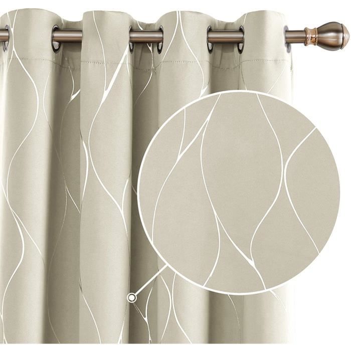 Deconovo Lot de 2 Rideau Occultants Rideau Désign ModerneAnti Froid ...