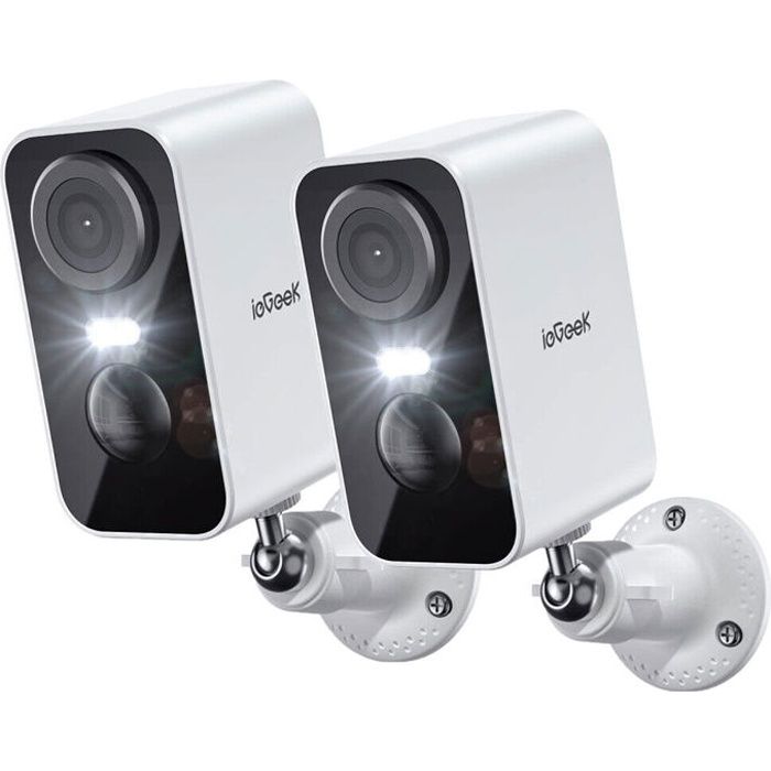 IeGeek 2K Caméra Surveillance 2PCS WiFi Exterieure sans Fil Batterie ...