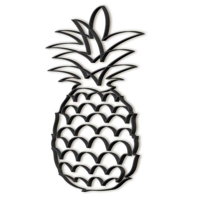 Décoration métal XXL 'Ananas' noir - 81.5x43.5x2.5 cm [R0587] - Cdiscount Maison