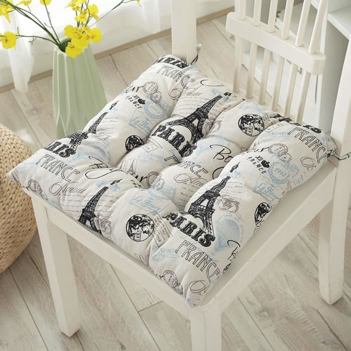 Coussins de Chaise Carrée,Lot de 4 Coussins d’Assise avec Sangles Coton ...