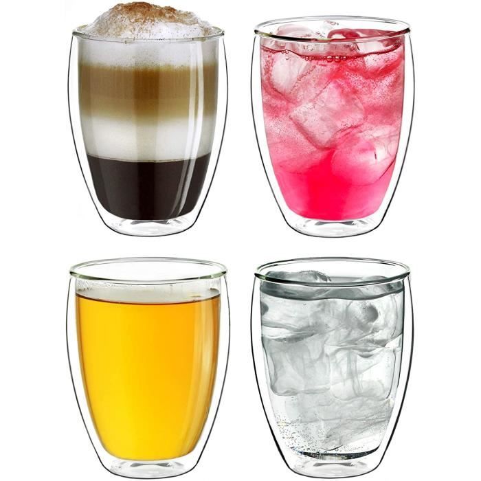 Ensemble de 4 Verres Thermique à Double Paroi Haute, Résistant à la ...