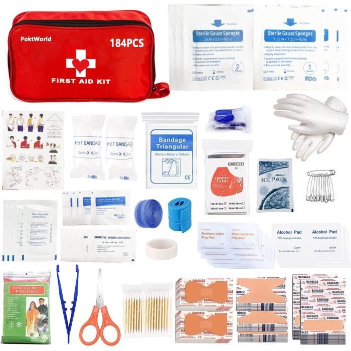 Trousse de Secours,Kit de Survie Catastrophe,184 Pièces Boîte de d ...