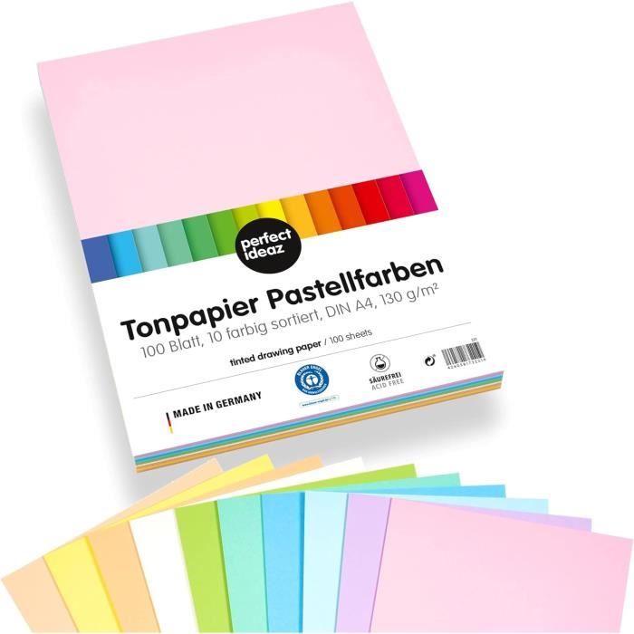 Cartonette pastel DIN-A4 - SSS - Papier à dessin - 10 coloris - 130 g ...
