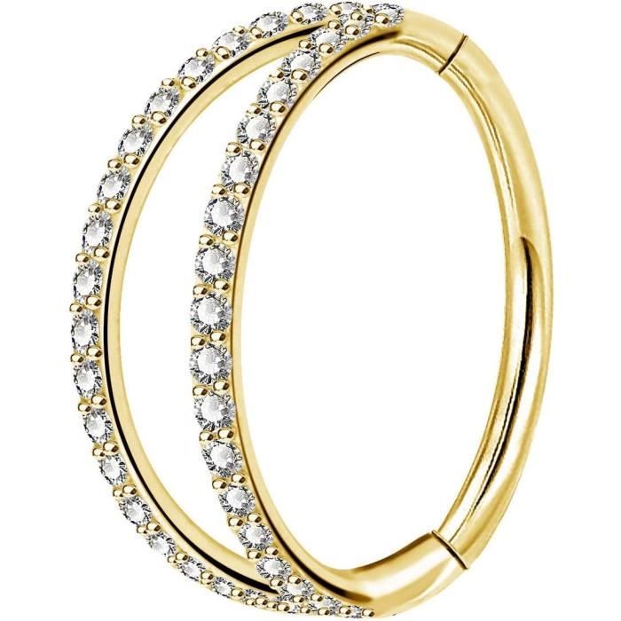 16G Piercing Conch Anneau Piercing Helix Double Line Avec Cz Acier ...