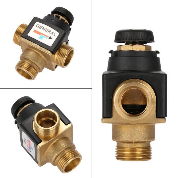 LAM-Duokon Soupape Vanne de mélange thermostatique en laiton à filetage mâle DN20 à 3 voies pour ...