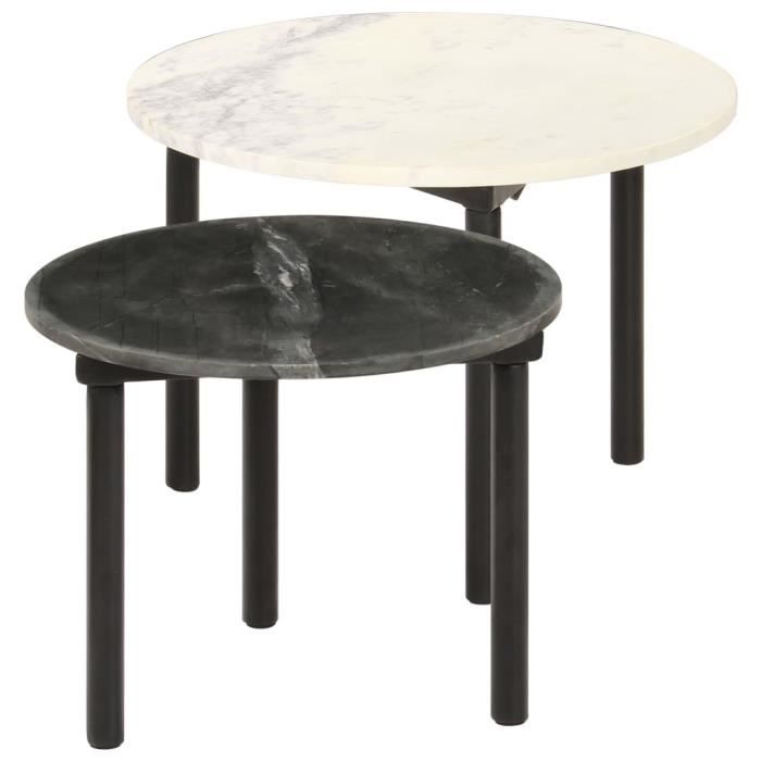 SAL Tables basses 2 pcs Noir et blanc 7324976663872 - Cdiscount Maison