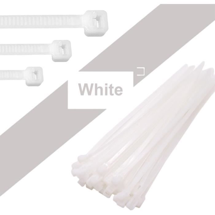100 Attache Cable Universels BLANC -3.6x200mm- Serre Cable et Collier ...
