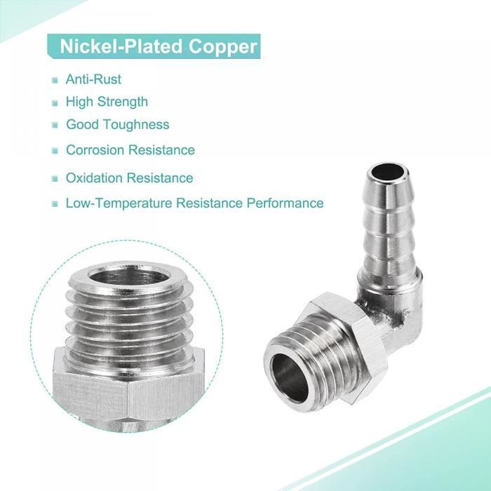 Raccord Cannelé Tuyau Coude Nickelé Cuivre Barbelé 6mm M12x1,5 Mâle Filetage Droit Angle Tuyau ...