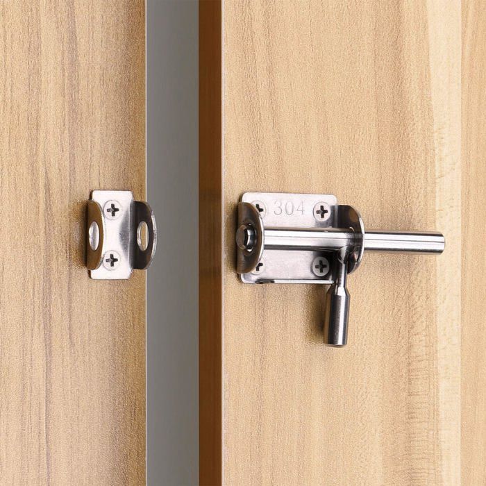 Lot de 4 Verrou de Porte Coulissant, Serrure Porte Interieure Porte de ...