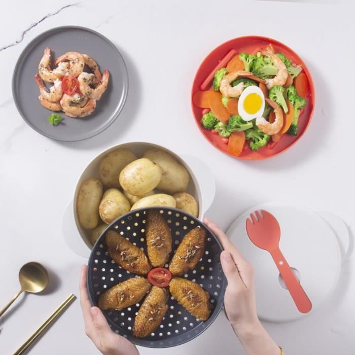 Cuiseur vapeur,Four à micro-ondes rond multicouche pour boulettes ...