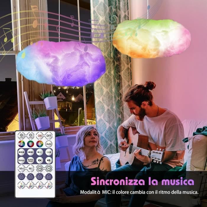 Rgb Coton Nuage Led Plafond, Arc-En-Ciel Suspension Led Lampe Deco À ...
